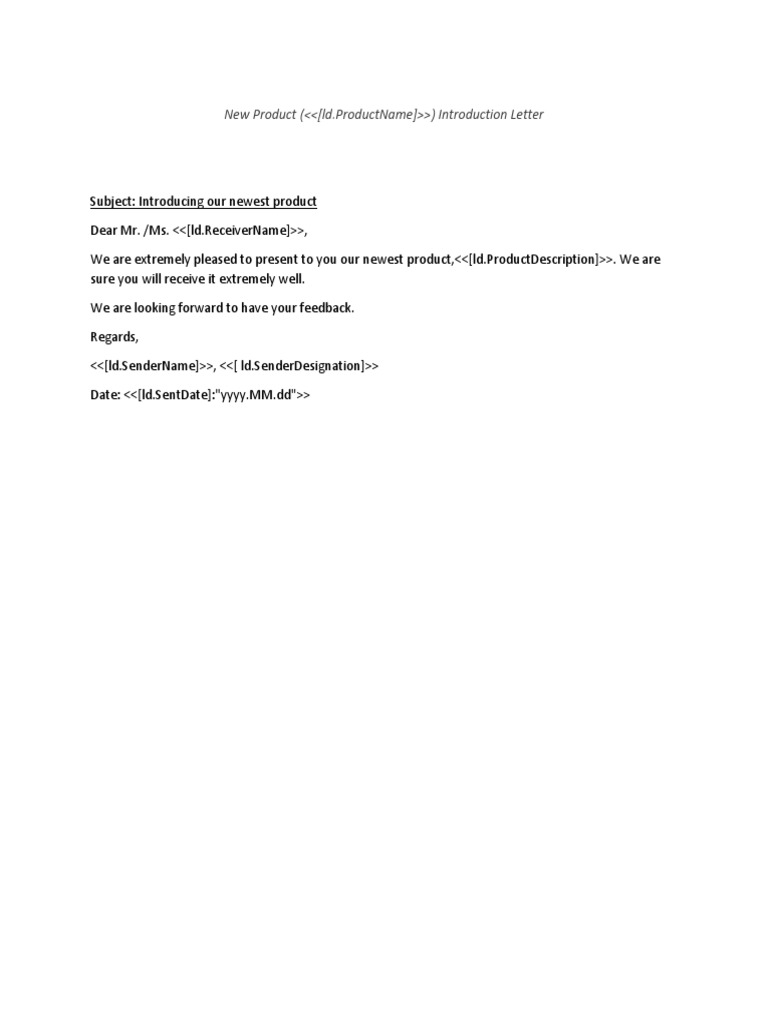 New Product Introduction Letter | PDF