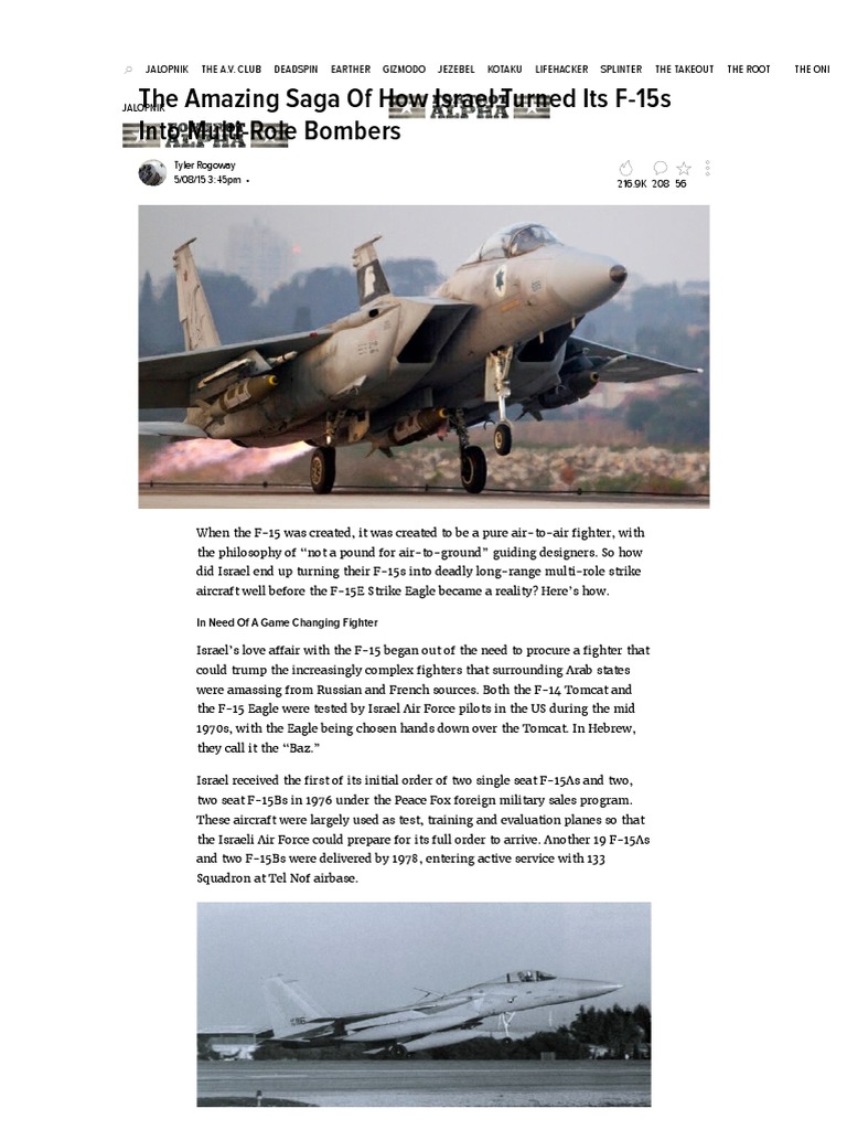 The Amazing Saga of How Israel Turned Its F-15s Into Multi-Role Bombers ...