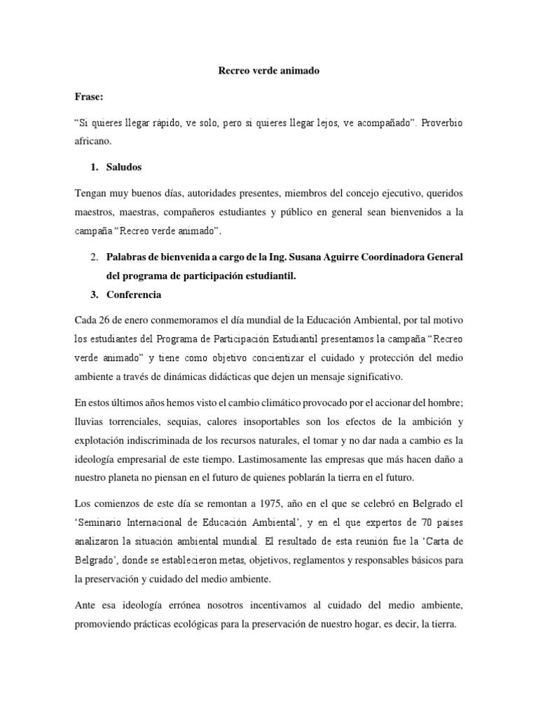 Programa Recreo Verde Animado | PDF | Residuos | Entorno natural