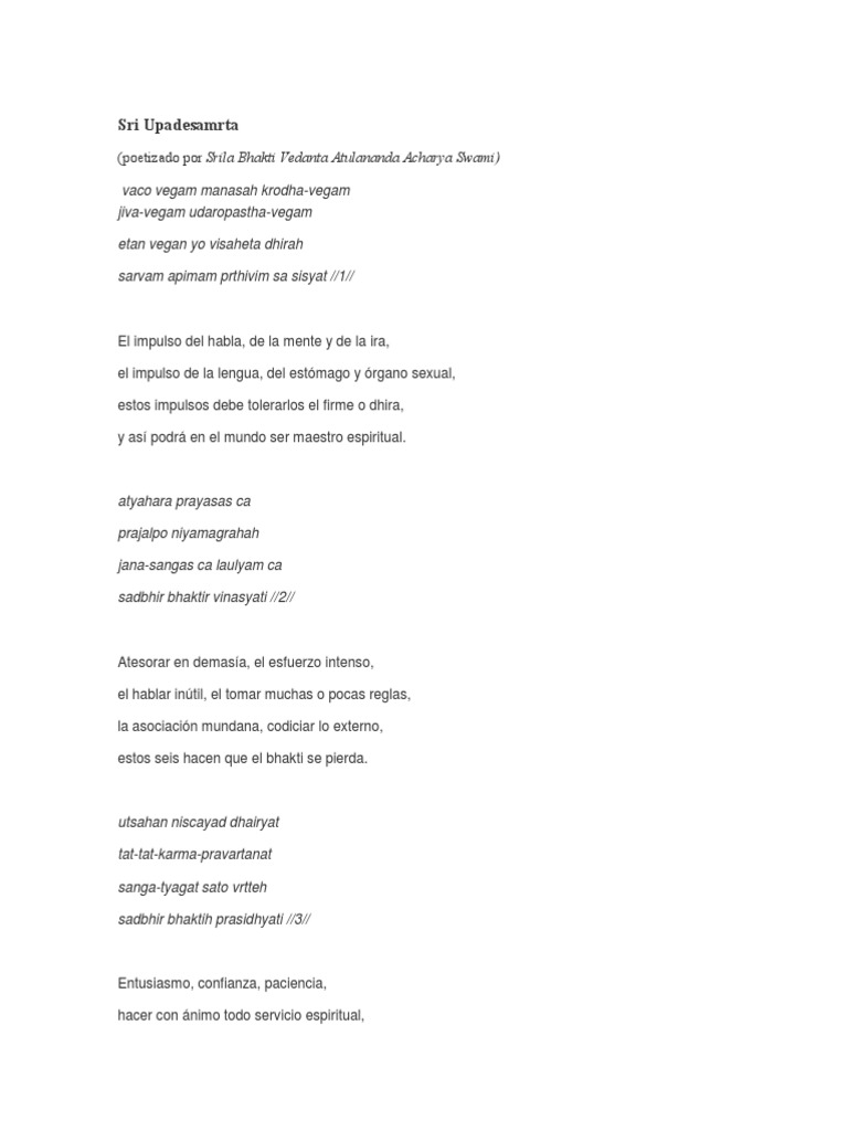 Sri Upadesamrta | PDF | Creencia religiosa y doctrina | Religiones indias
