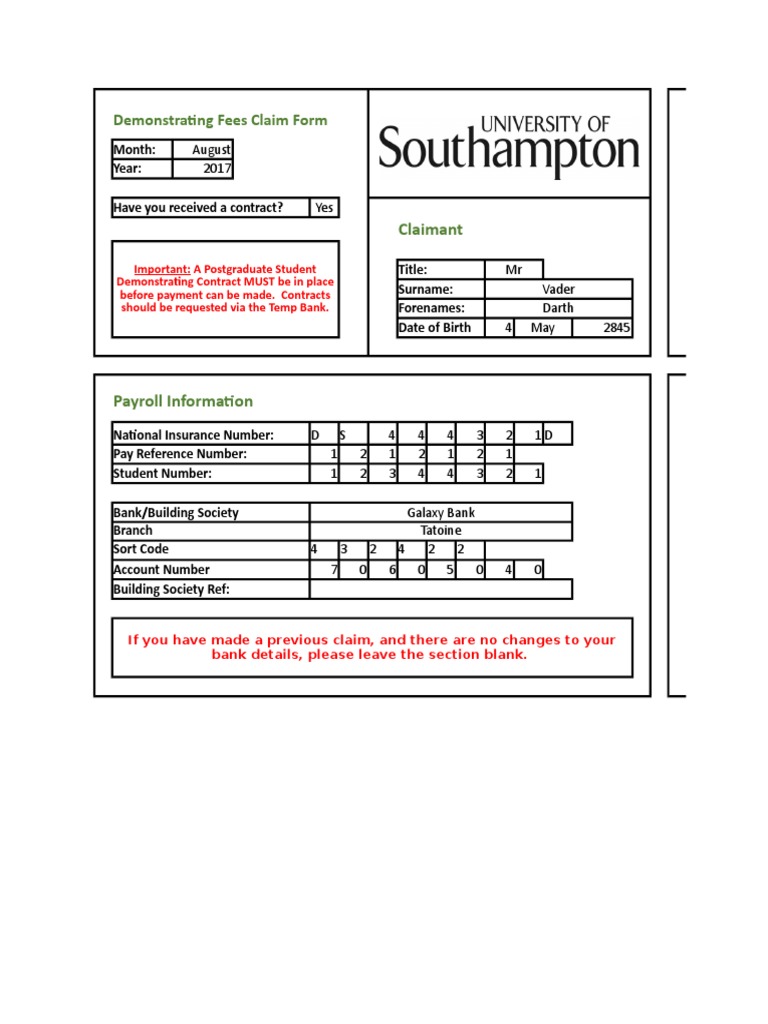 Demonstrating Fees Claim Form Vader | PDF | Financial Services ...