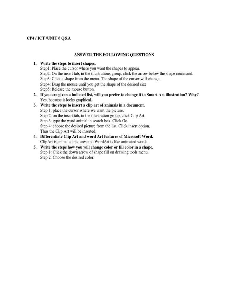 Cp4 - Ict - Unit 6 Q and A | PDF | Games & Activities