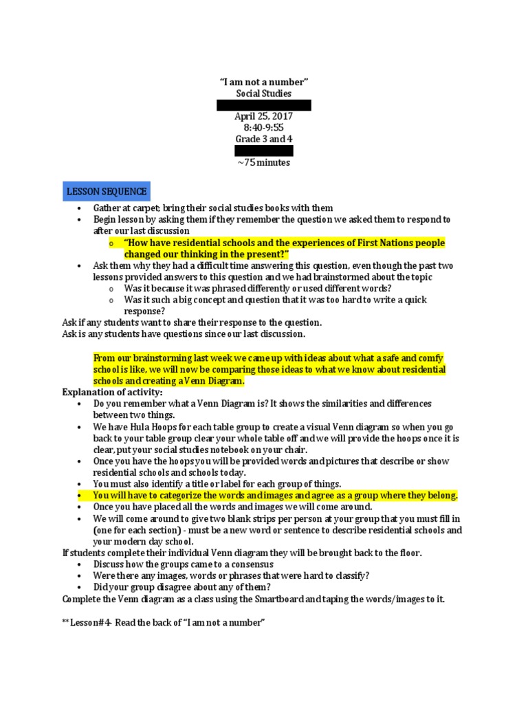 I Am Not A Number Lesson | PDF | Identity (Social Science ...