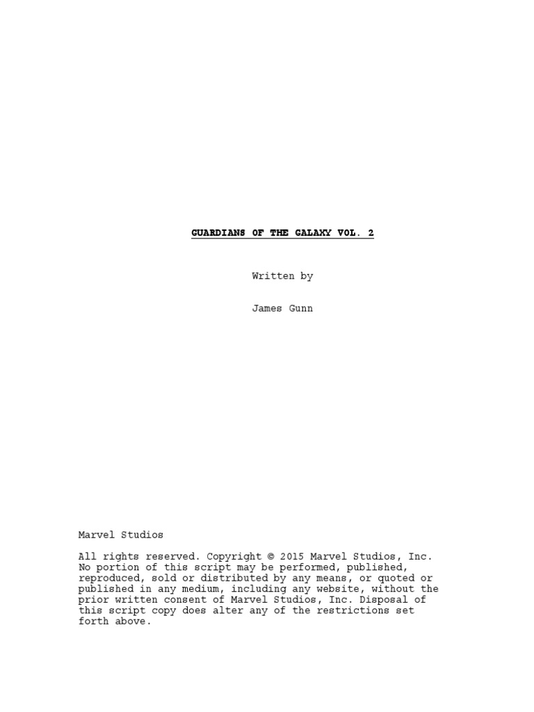 Script Original de GUARDIANS OF THE GALAXY VOL. 2 | PDF | Science ...