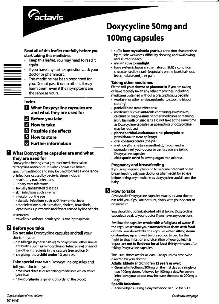 Doxycycline 50 MG | PDF | Infection | Medical Specialties