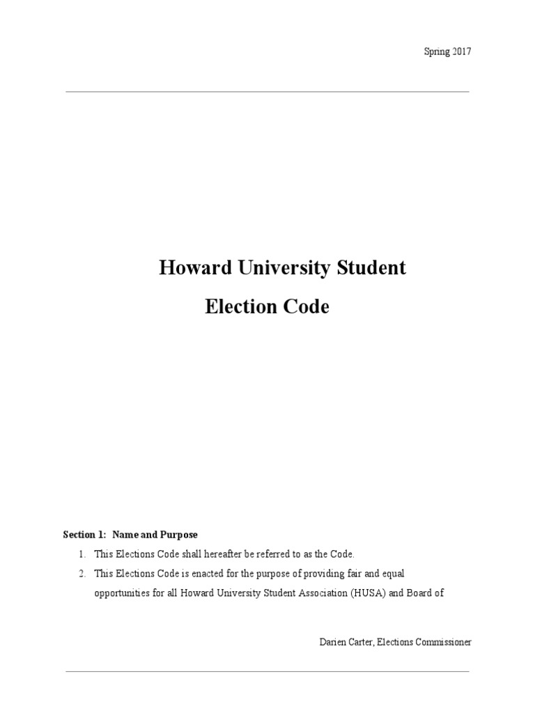 Howard University Student Election Code: Spring 2017 | PDF | Two Round ...