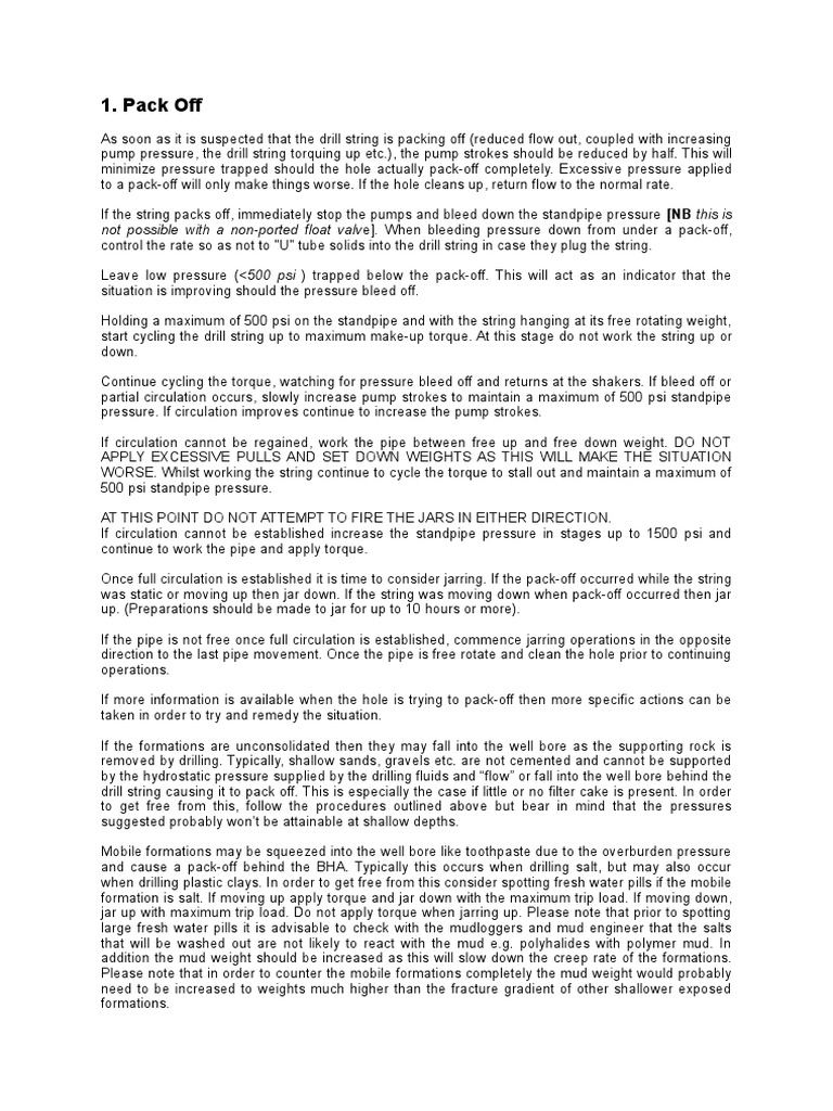 Procedures for Addressing a Packed Off Drill String and Regaining ...
