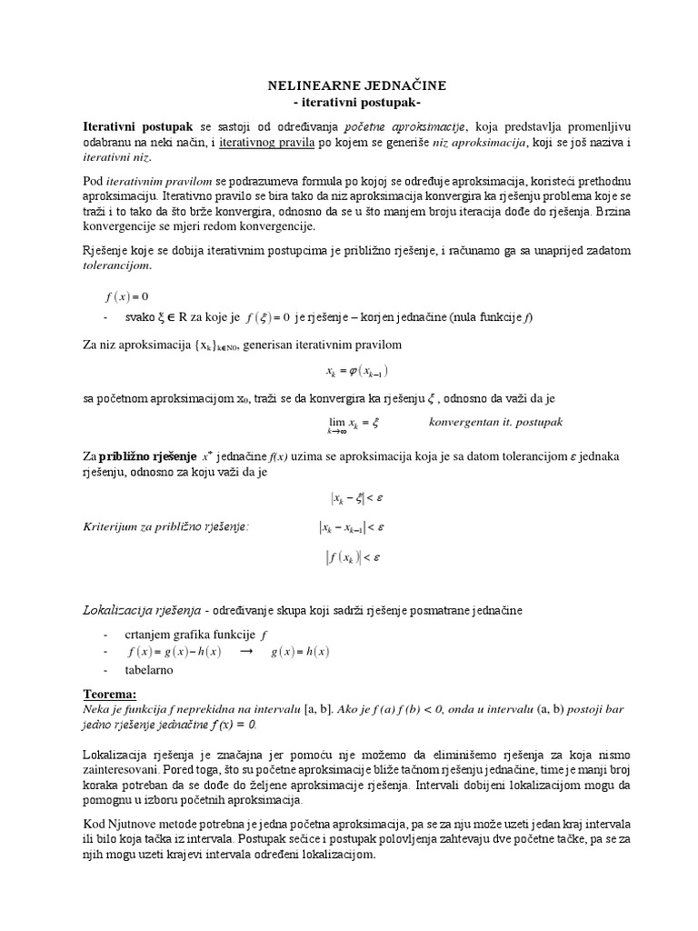 Nelinearne Jednacine I Sistemi | PDF
