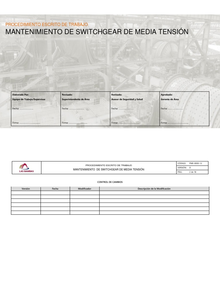 PME-0000-12 Mantto. Switchgear de Media Tensión - Rev. D | PDF ...