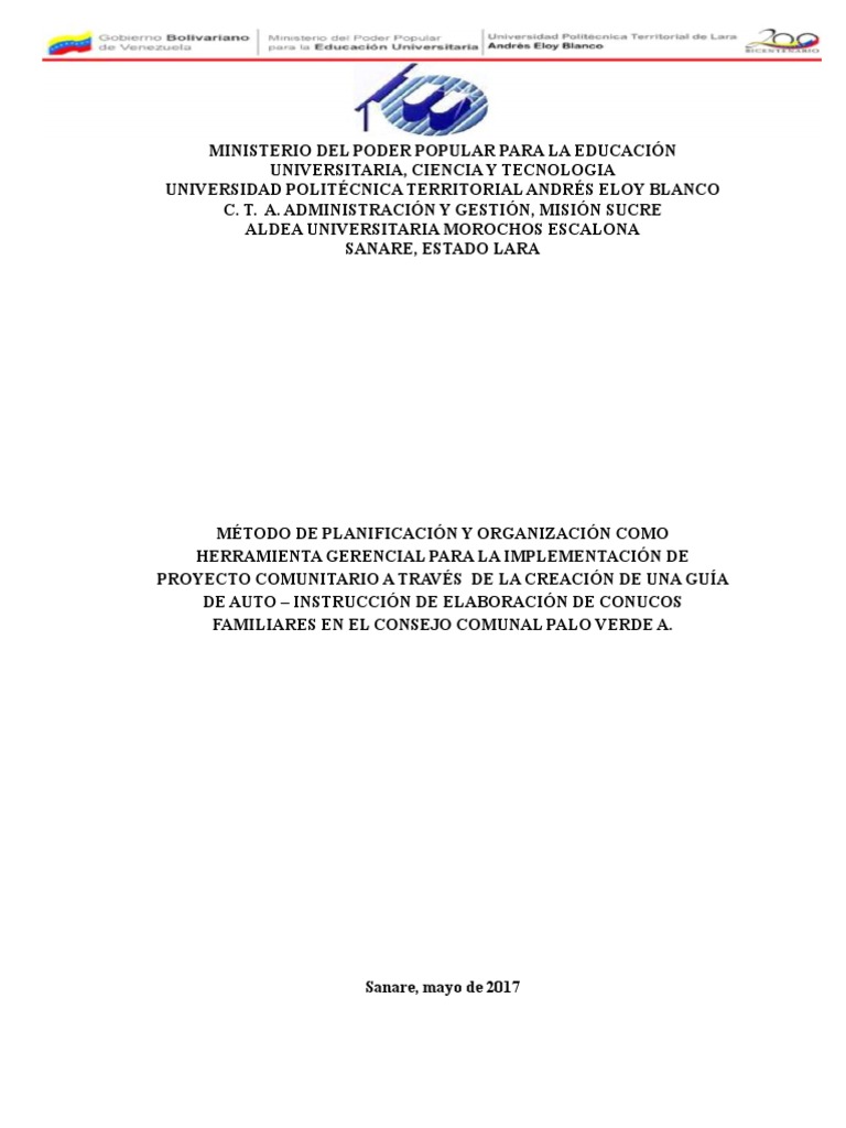 Proyecto Conucos Cta 2 | PDF | Comunidad | Planificación