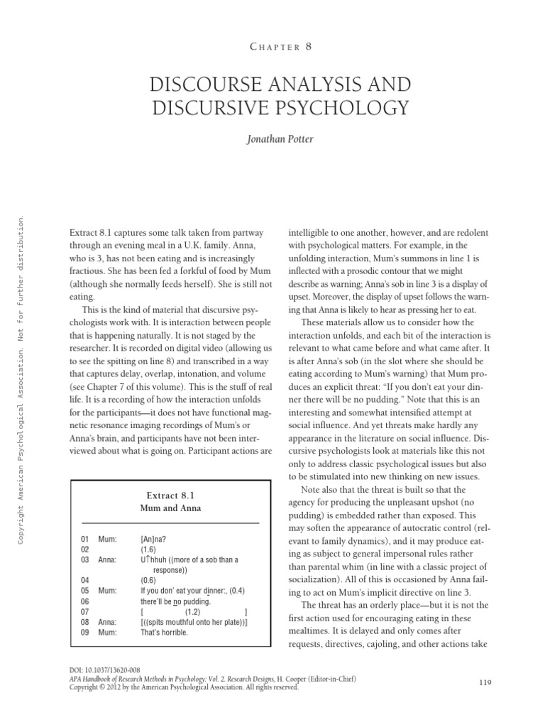 Discourse Analysis and Discursive Psychology | PDF | Behavioural Sciences | Emergence