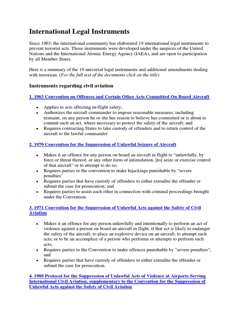 International Legal Instruments: Instruments Regarding Civil Aviation ...
