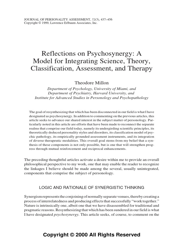 Integrative Model Millon | PDF | Diagnostic And Statistical Manual Of ...