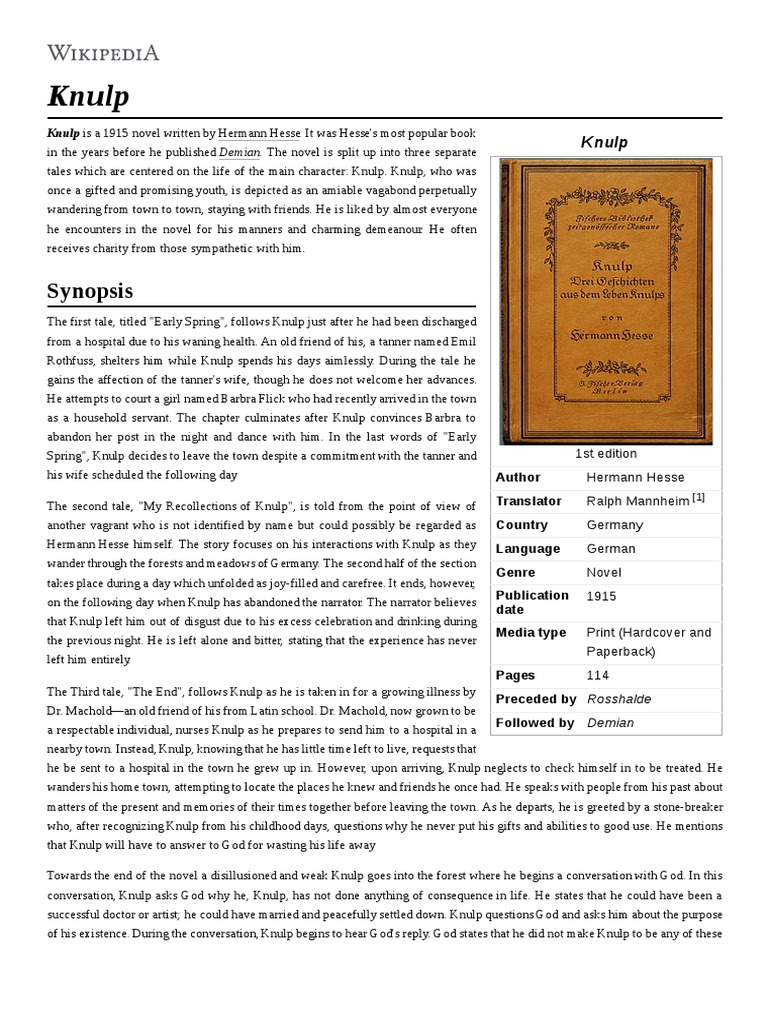 Knulp Wikipedia Page | PDF | Books