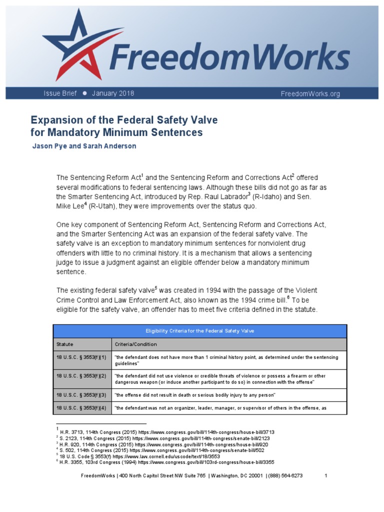 Expansion of The Federal Safety Valve For Mandatory Minimum Sentences ...