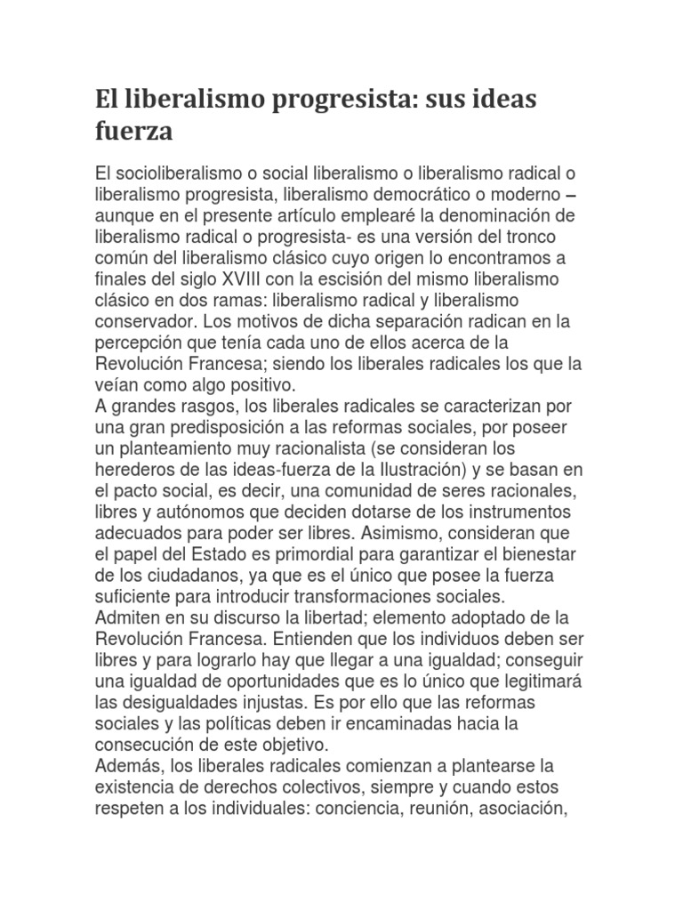 El Liberalismo Progresista | PDF | Radicalismo (Histórico) | Liberalismo