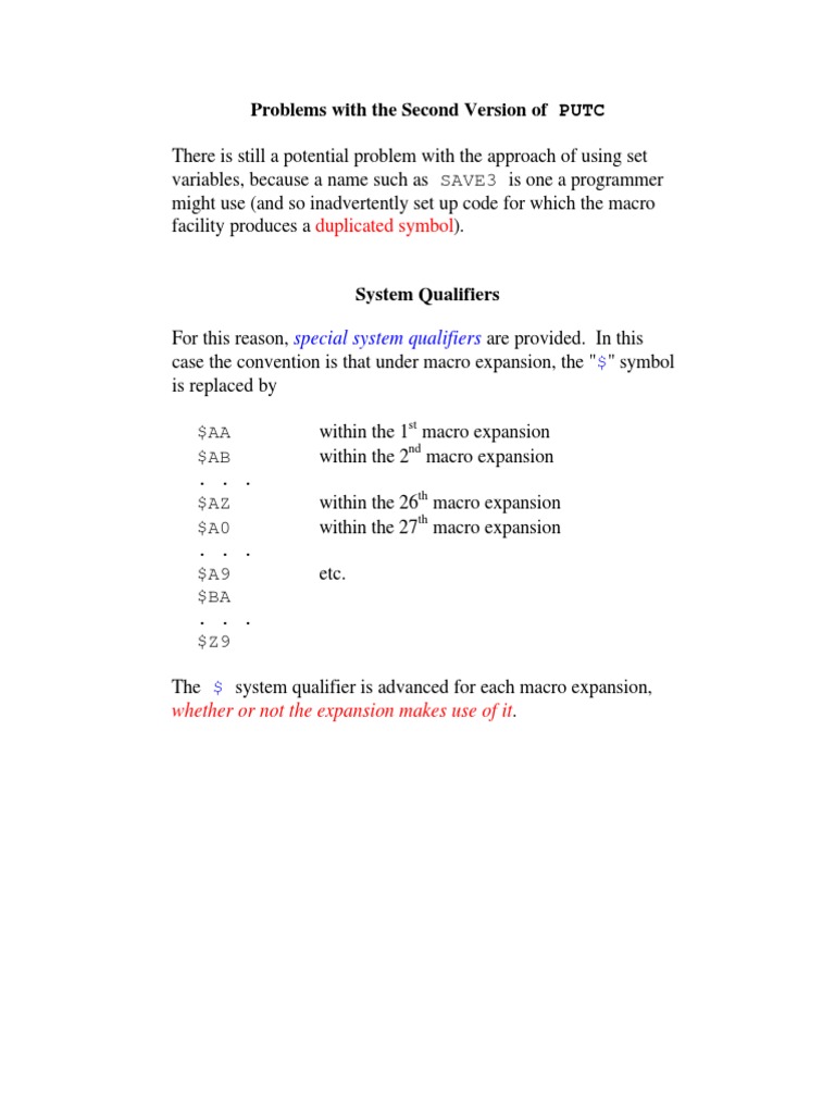 Problems With The Second Version of PUTC: Duplicated Symbol | PDF ...