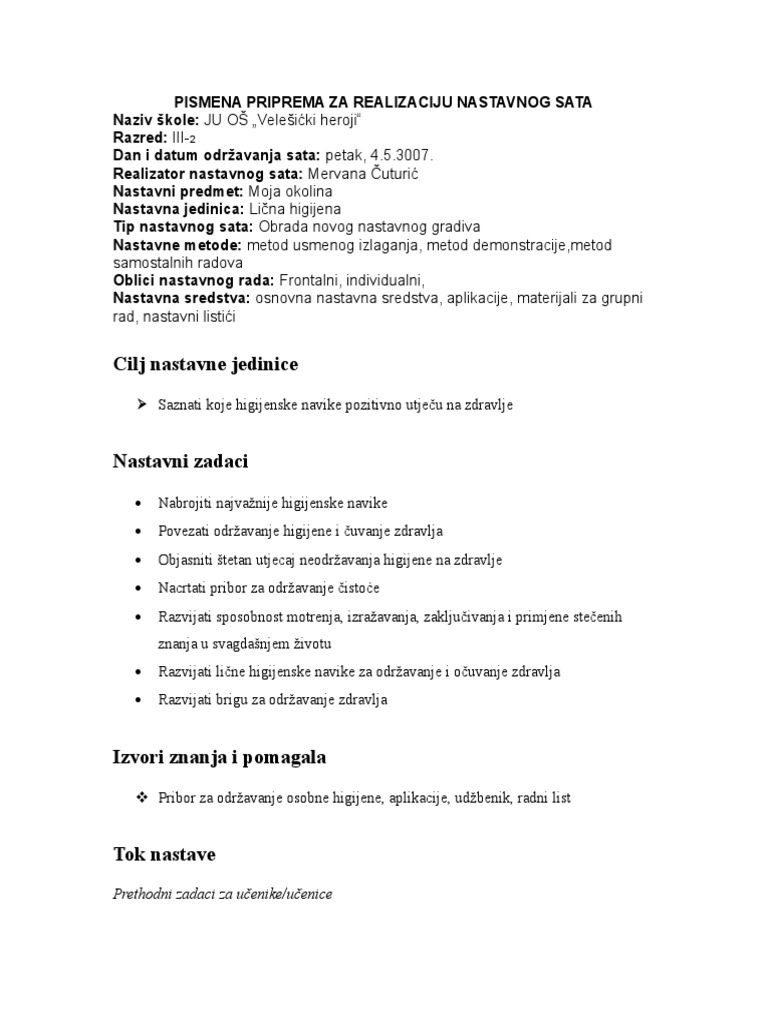 Licna Higijena Maj | PDF