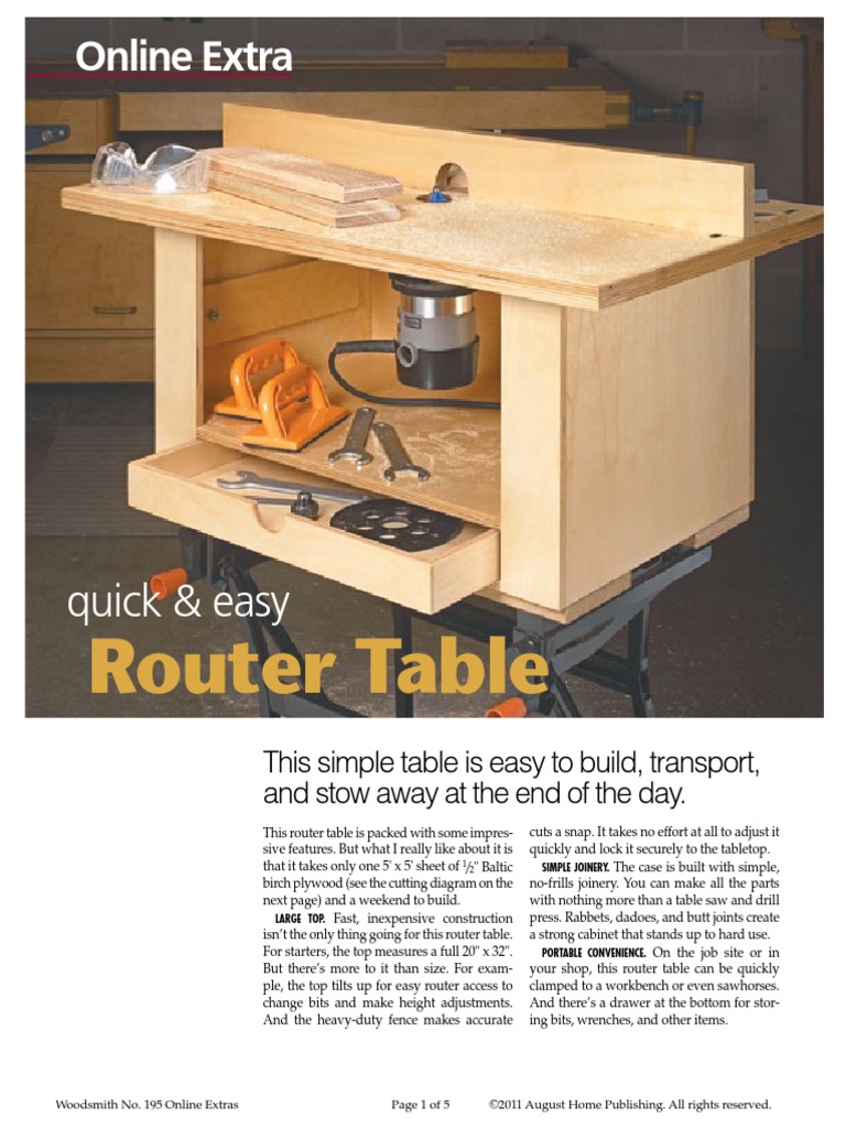 Quick and Easy Router Table | PDF | Plywood | Woodworking