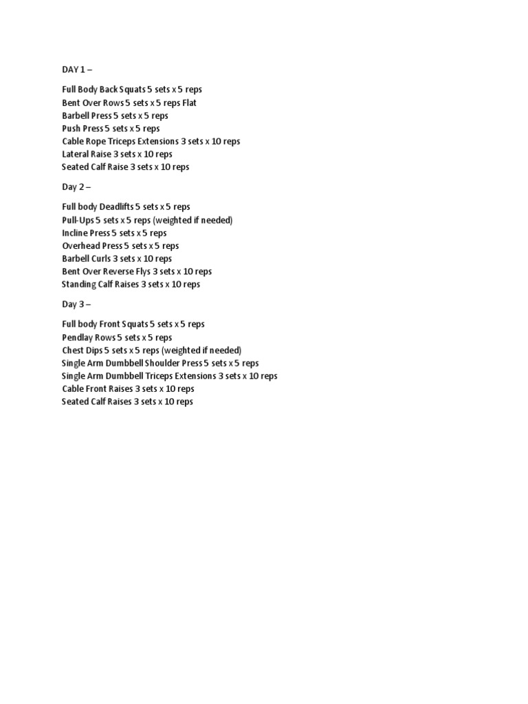 Beginner's 5X5 Workout | PDF