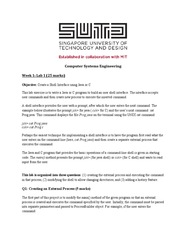 Lab1 Shell Interface Pdf Command Line Interface Computer Data 7238