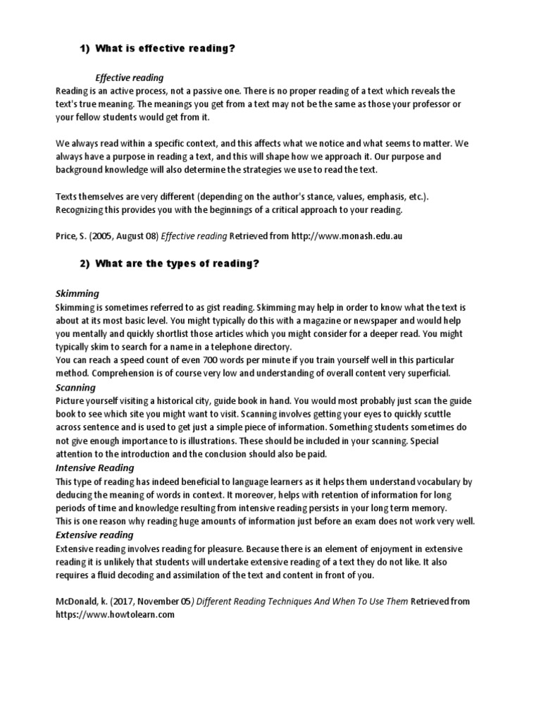 What Is Effective Reading | PDF | Reading Comprehension | Speed Reading