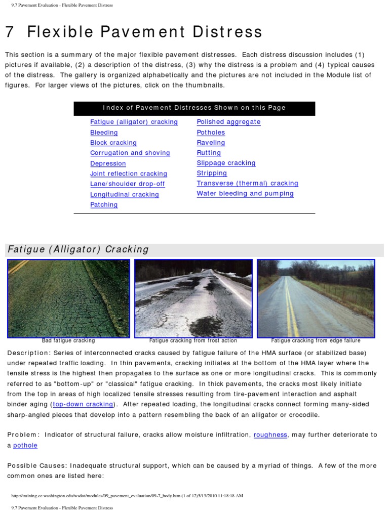 9.7 Pavement Evaluation - Flexible Pavement Distress | PDF | Road ...