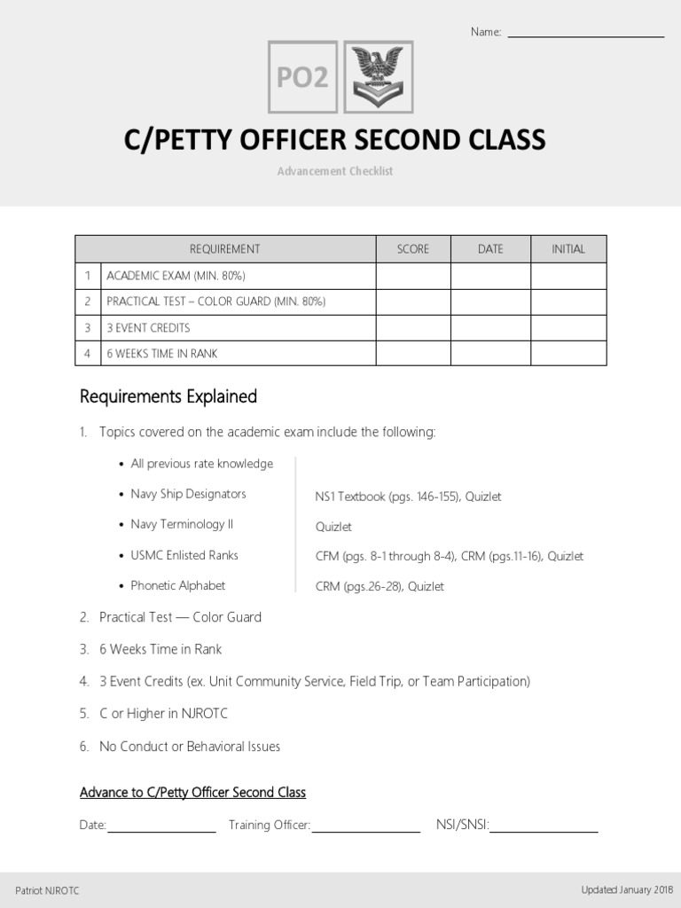 New PO2 Checklist | PDF | Military Branches | United States Department ...