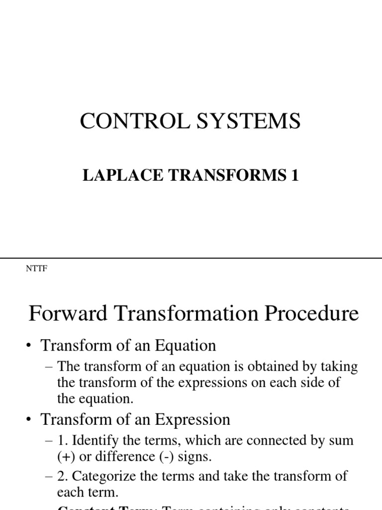 Control Systems: Laplace Transforms 1 | Download Free PDF | Laplace ...