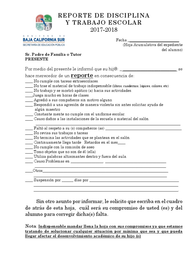 Reporte de Disciplina ESCOLAR | PDF | Sicología | Educación avanzada