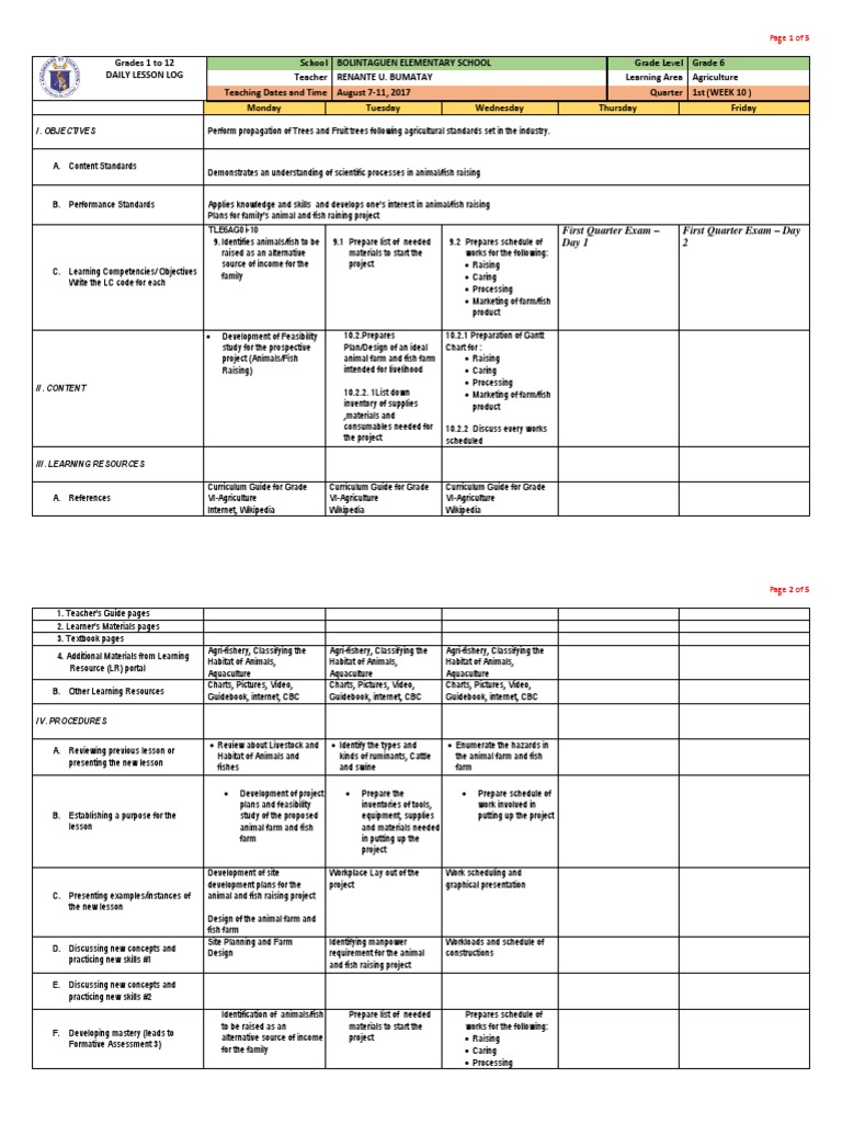 Grade 6 Agriculture Lesson Plan | PDF | Differentiated Instruction ...
