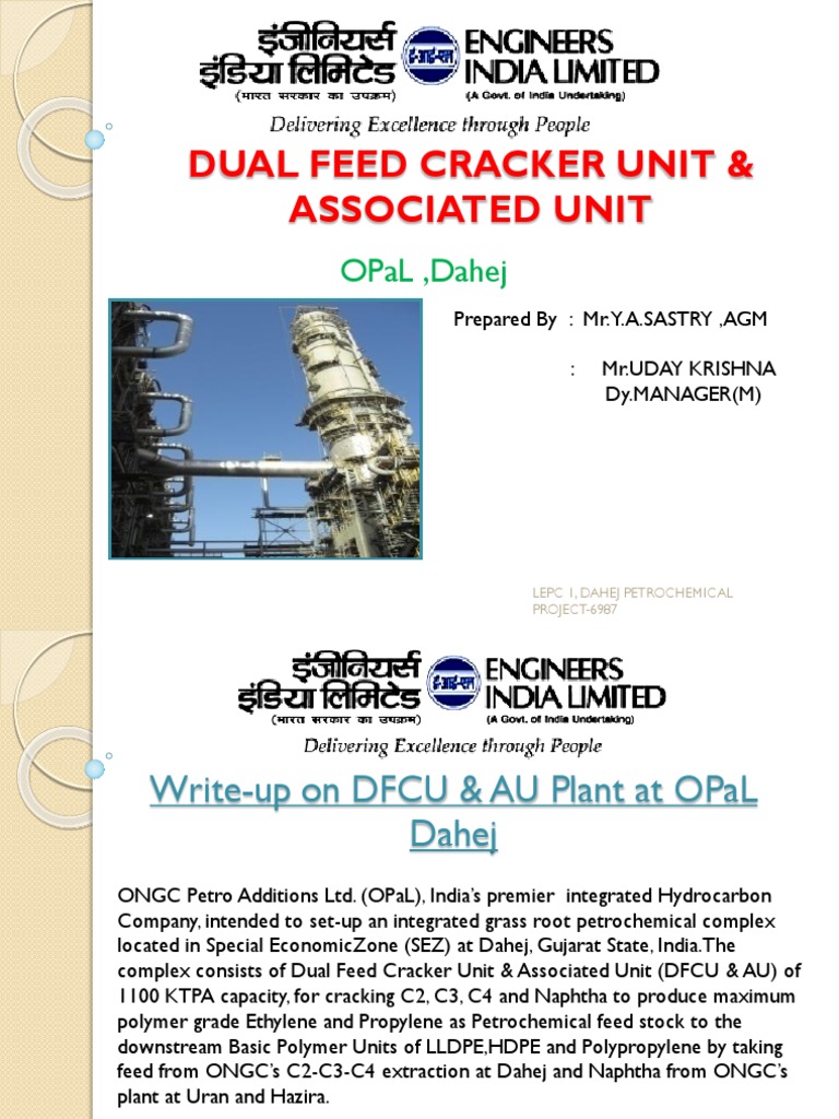 Dahej Dual Feed Cracker Unit Overview | PDF | Cracking (Chemistry ...