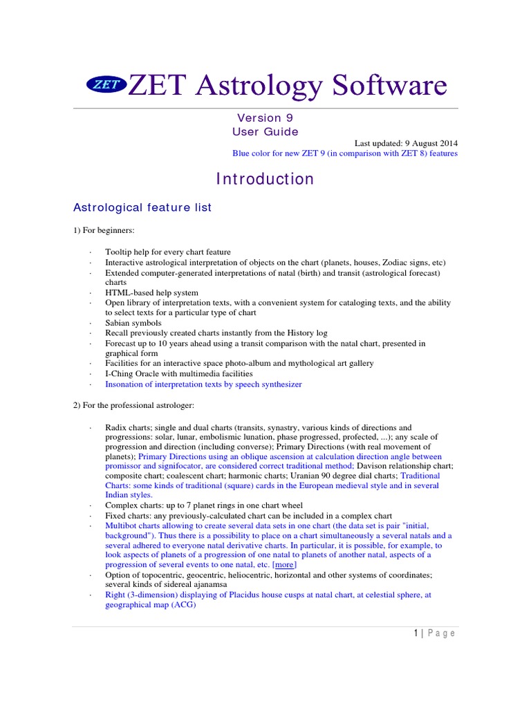 ZET 9 Astrology Software User Guide PDF | PDF | Horoscope ...