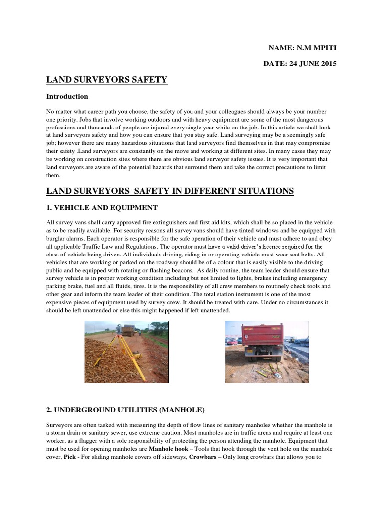 Land Surveyors Safety | PDF | Hypothermia | Surveying