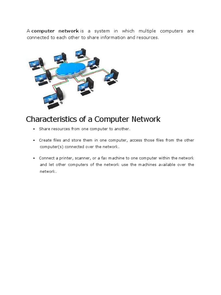 Characteristics of A Computer Network | PDF | Computers