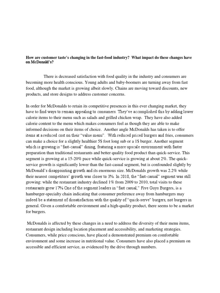 Case Study 1 McDonalds Case Study 1 McDo | PDF | Fast Food Restaurants ...