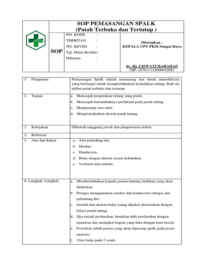 SOP Pemasangan Spalk | PDF
