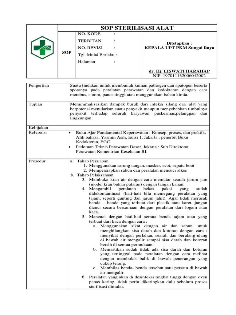 Sop Sterilisasi Alat | PDF