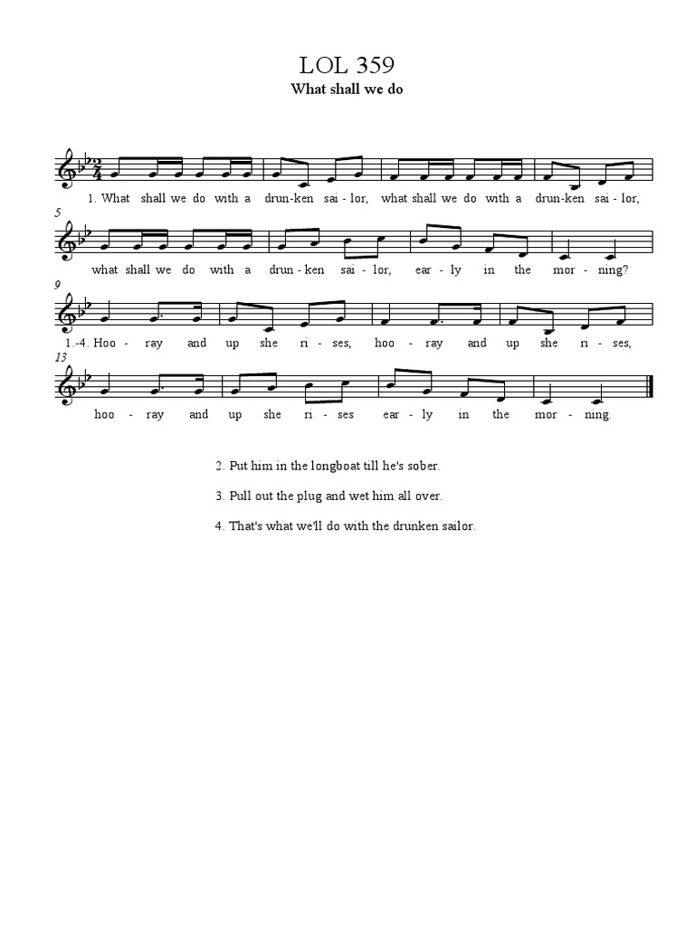 What to do with a drunken sailor song lyrics | PDF