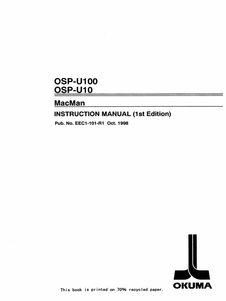 Okuma CNC Systems OSP U100L OSP U10L MacMan Instruction Manual PDF | PDF