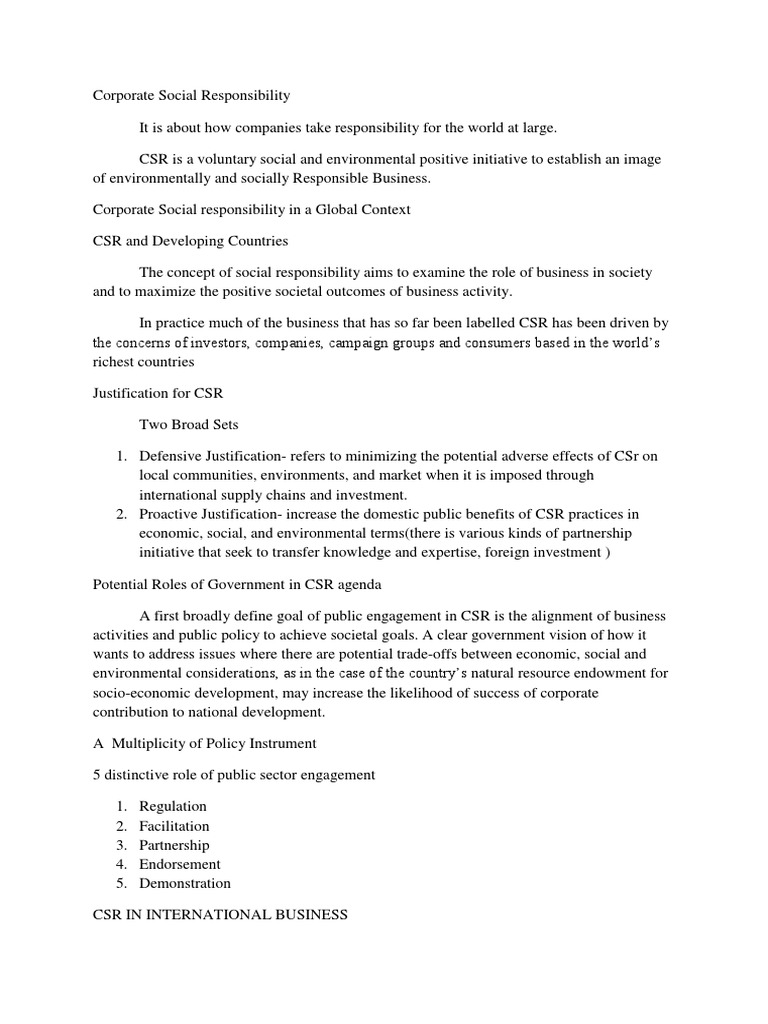 Corporate Social Responsibility | PDF | Corporate Social Responsibility ...