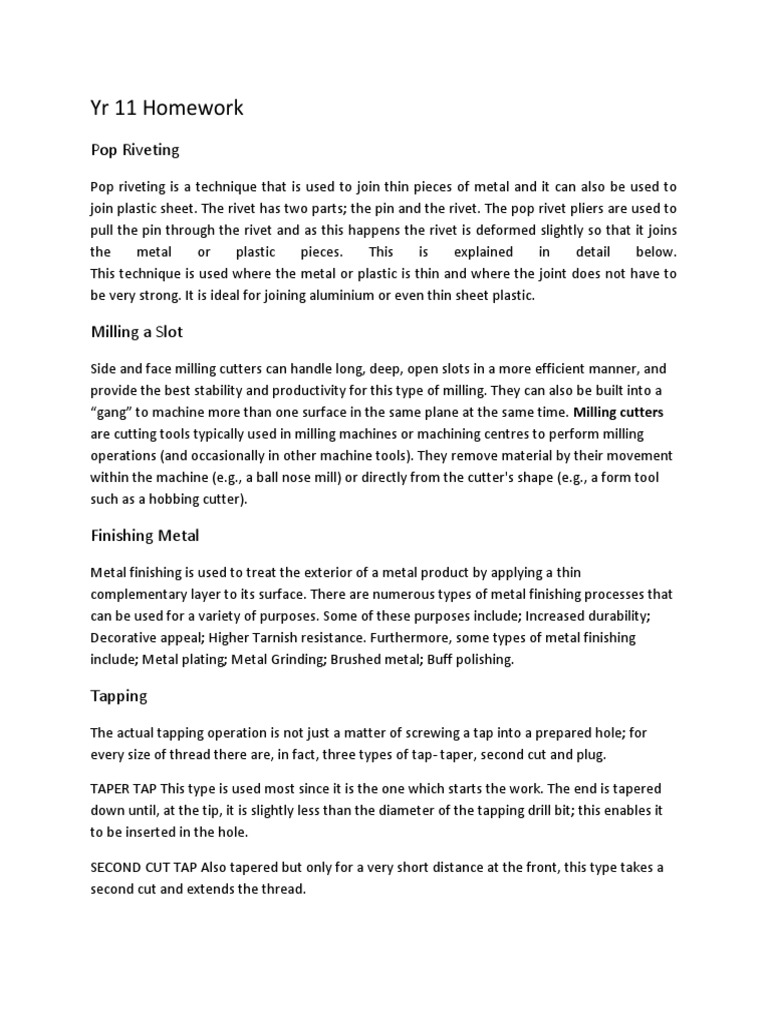 Metalworking Techniques Explained | PDF | Metals | Machining