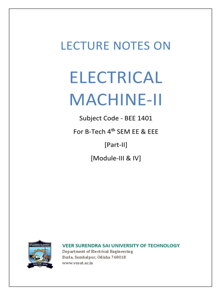 Electrical Machines II Lecture Notes | PDF | Magnetism | Electricity