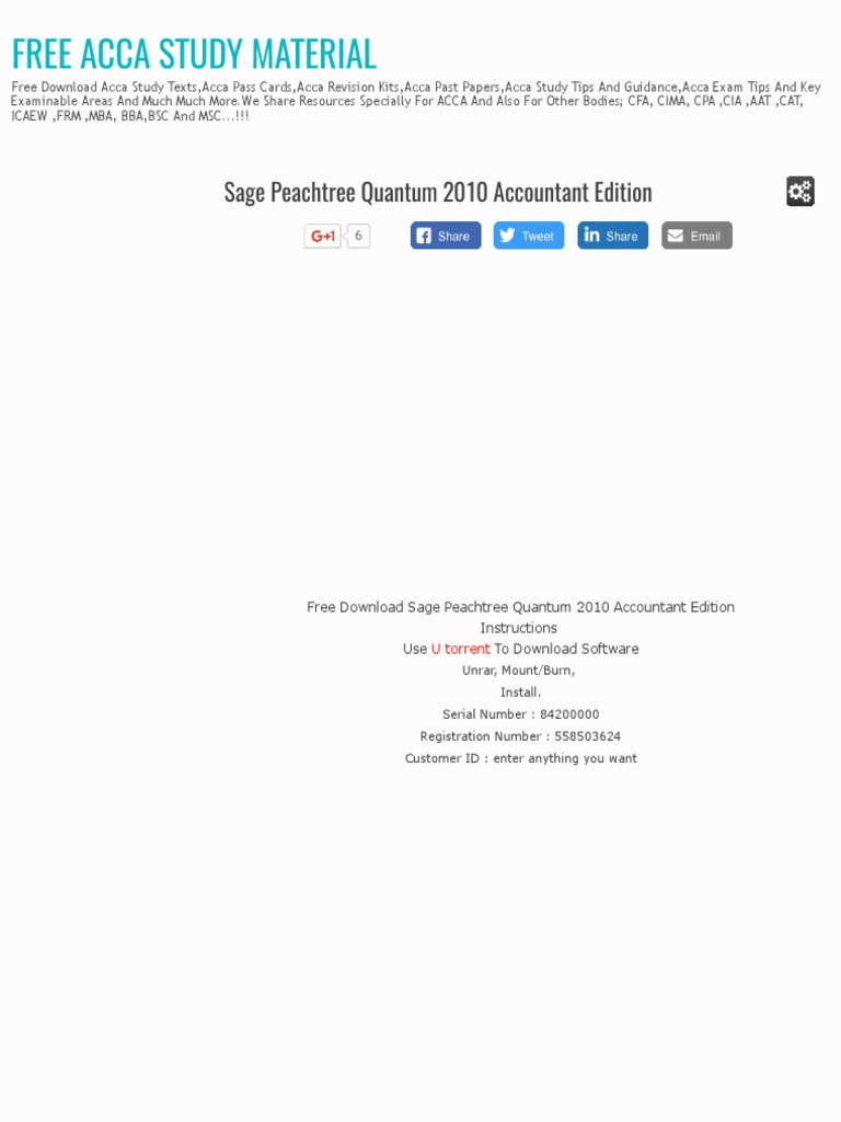 Sage Peachtree Quantum 2010 Accountant Edition - Free Acca Study ...