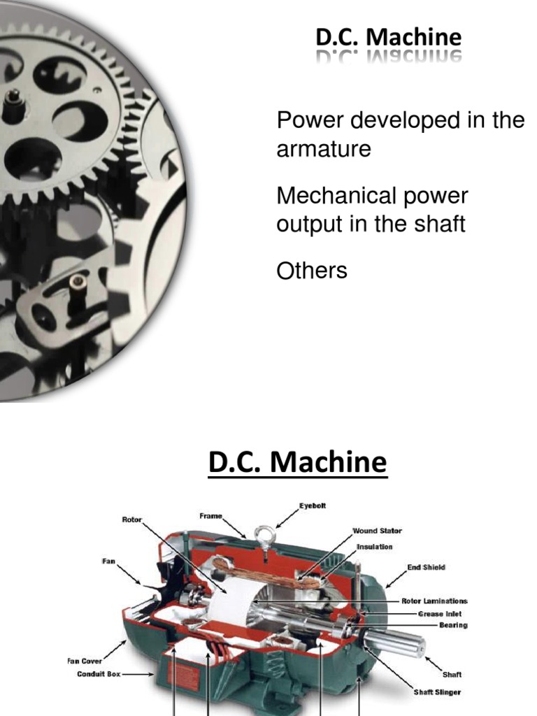 D.C. Machine: Power Developed in The Armature Mechanical Power Output ...