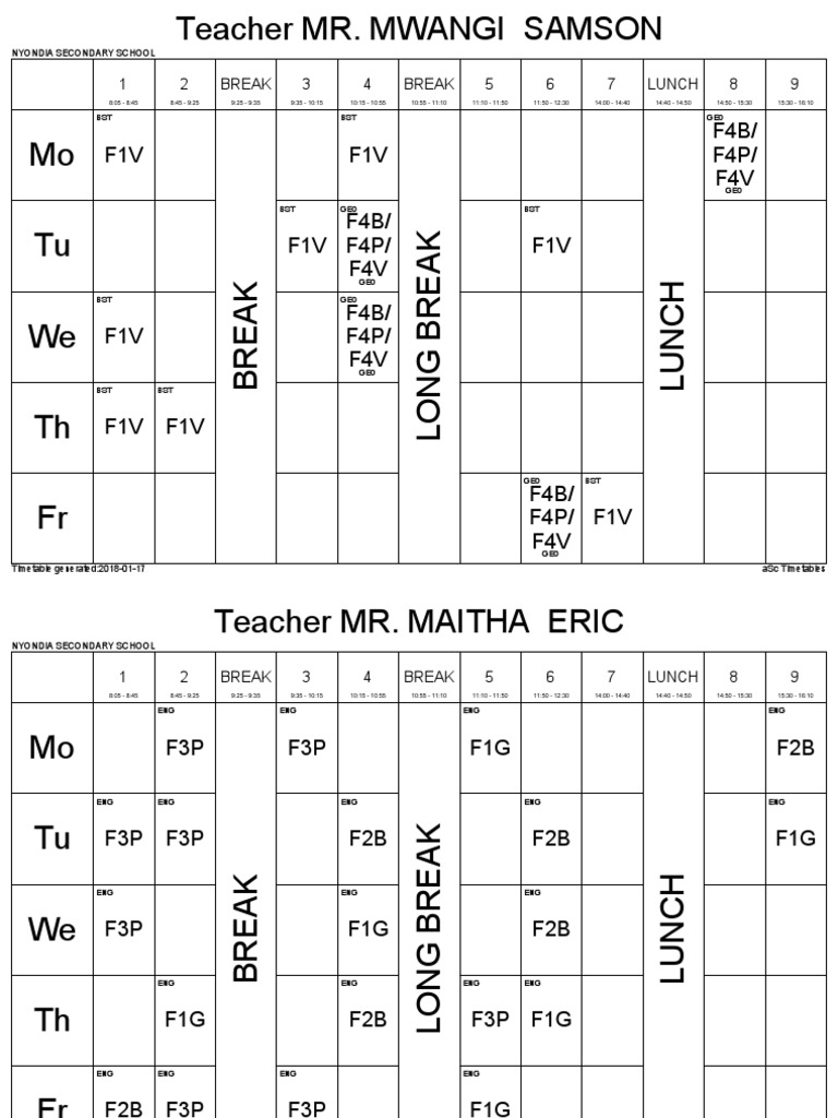 Timetable For Universities | PDF