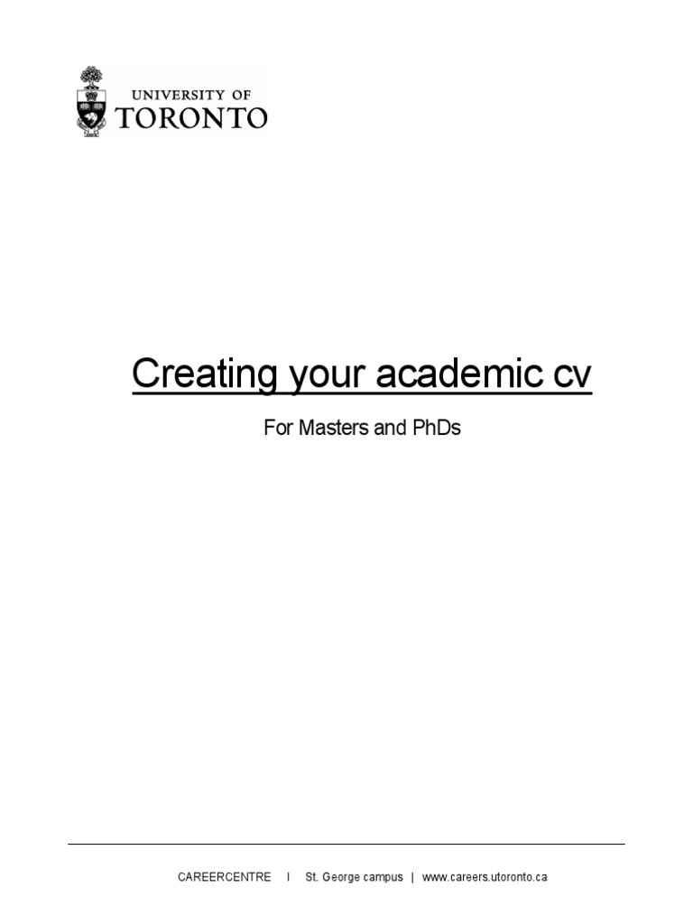 Creating Your Academic CV Handout PDF | PDF