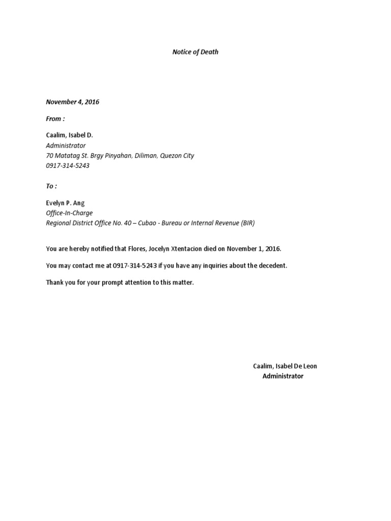 Notice of Death | PDF