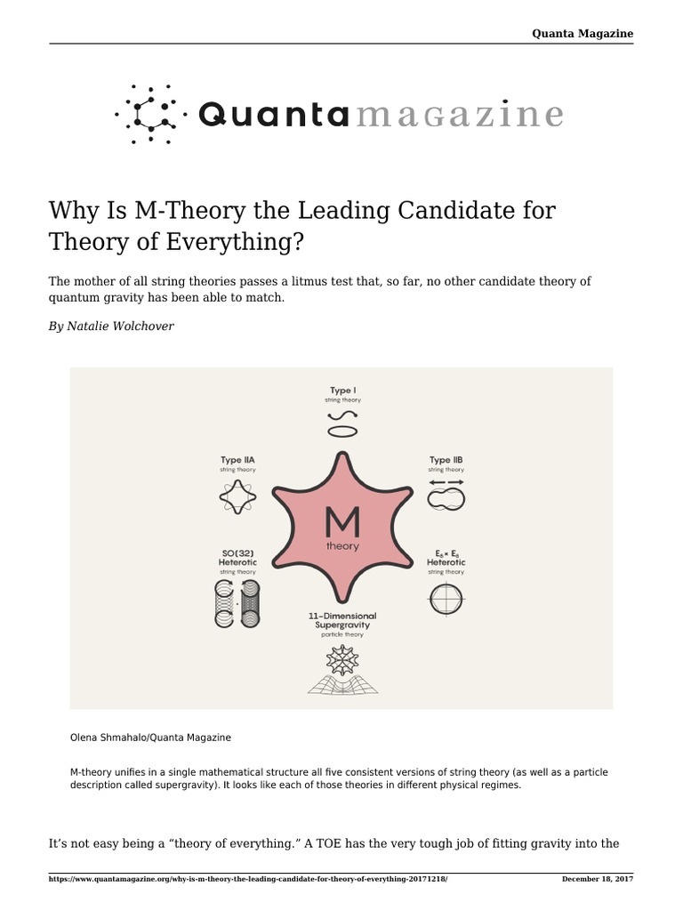 Why Is M Theory The Leading Candidate For Theory of Everything 20171218 ...