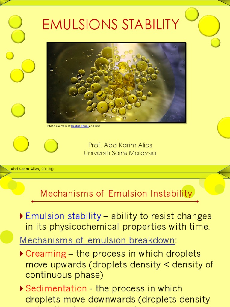 Emulsion Stability Must Include Presentation | PDF | Emulsion ...